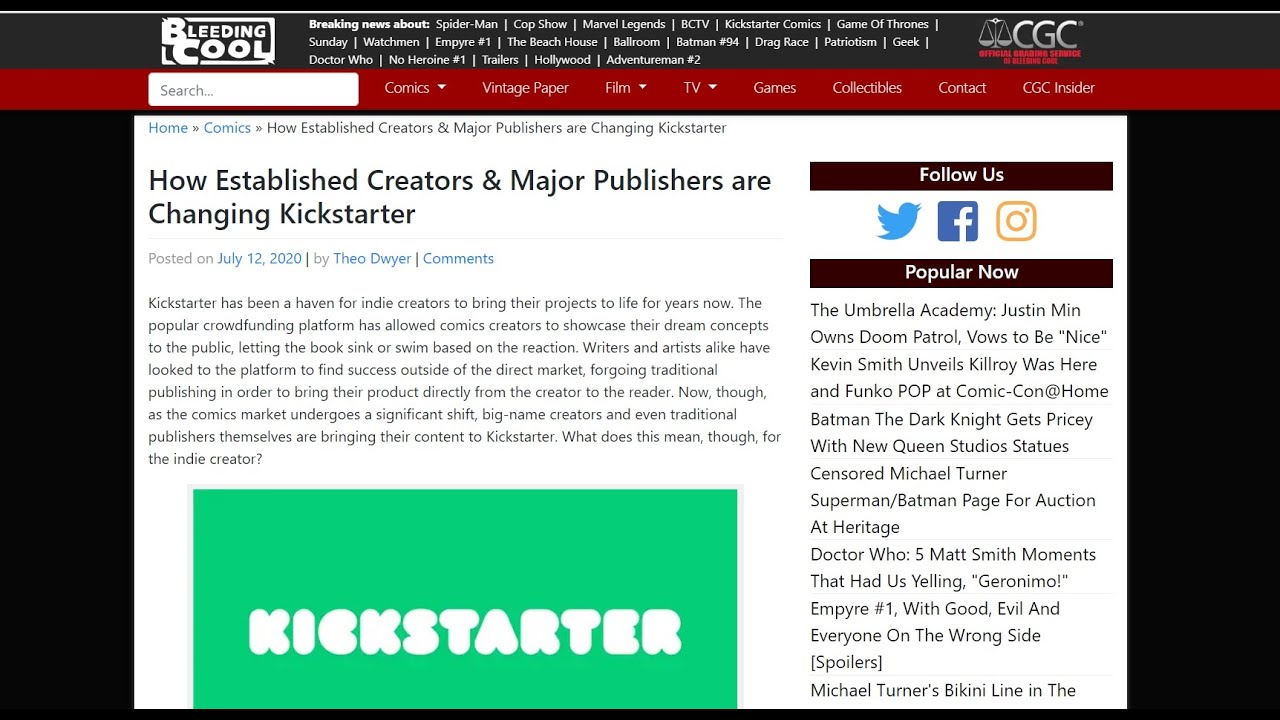 How Major Creators Changed Indiegogo and Kickstarter! - Comicsgate.org