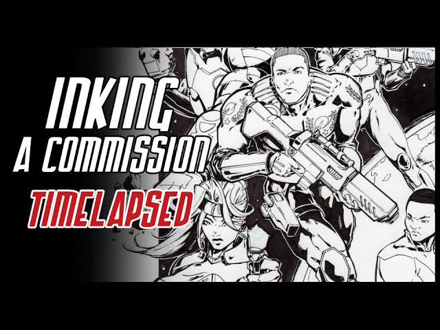 Multi-Character Pinup - INKING TIMELAPSE - Comicsgate.org