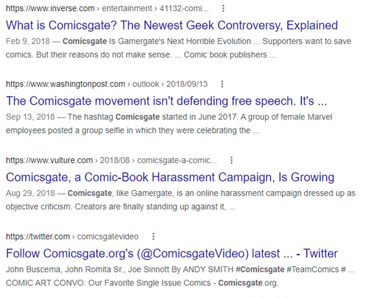 UPDATED: Comicsgate.org and @ComicsgateVideo Twitter crack into Google’s front page of CG search ...